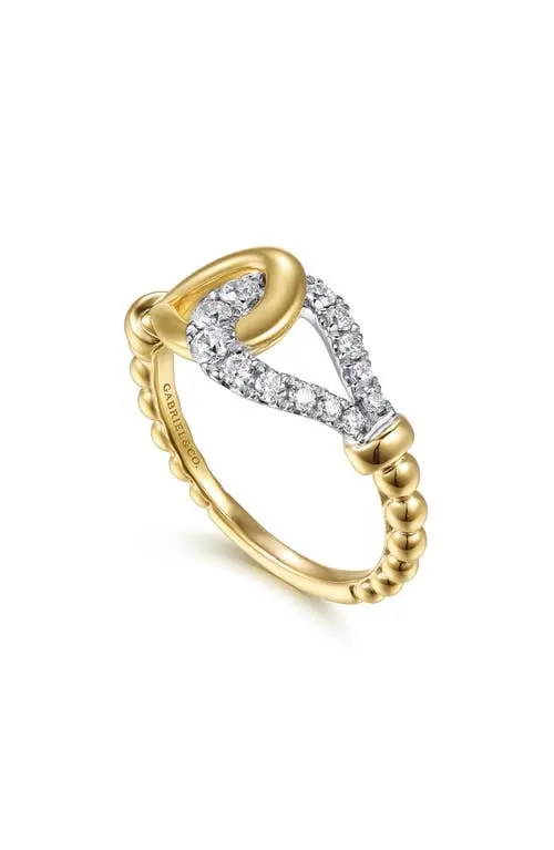 GABRIEL & CO. Bujukan Strides Stirrup Two-tone 14k Gold & Diamond Ring - Two Tone