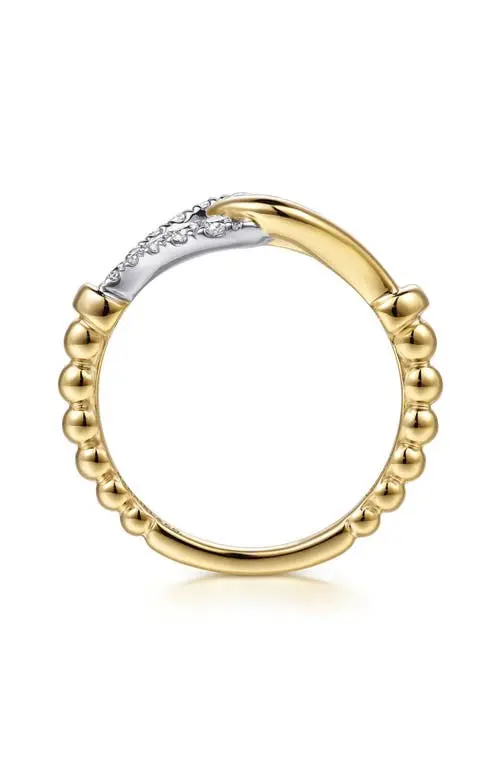 GABRIEL & CO. Bujukan Strides Stirrup Two-tone 14k Gold & Diamond Ring