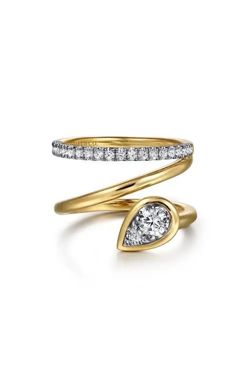 GABRIEL & CO. Two-tone 14k Gold Diamond Wide Band Wrap Ring