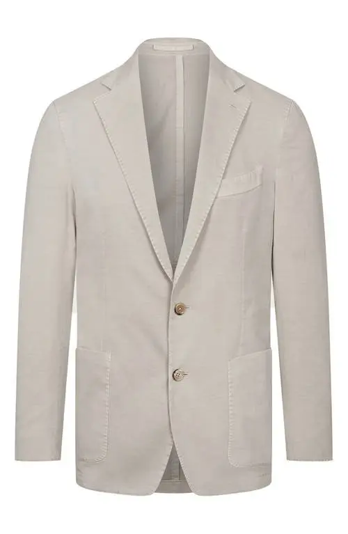 EMANUEL BERG Solid Washed Cotton & Silk Blend Sport Coat - Light Beige