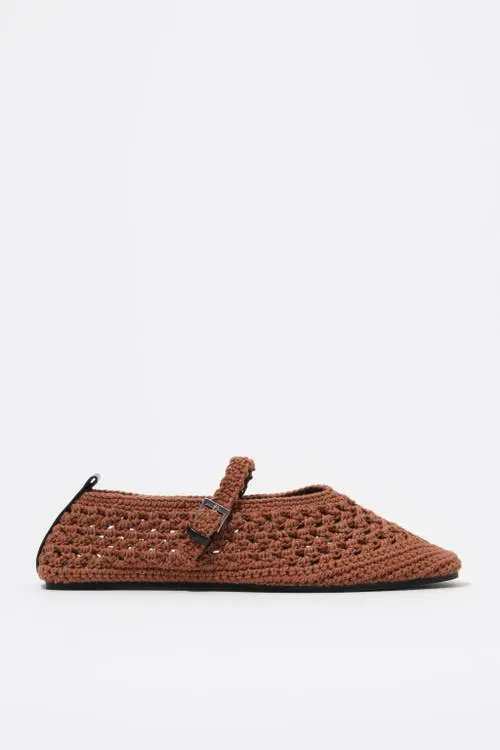 Bimba Y Lola Crochet Flats Ballerina - Tan