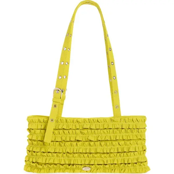 DAMSON MADDER Sophia Ruffle Shoulder Bag - Chartreuse