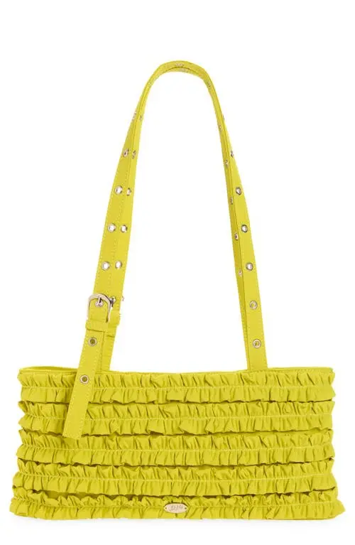 DAMSON MADDER Sophia Ruffle Shoulder Bag - Chartreuse