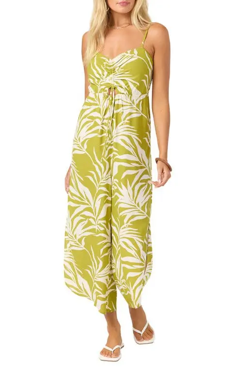 O'Neill Skylar Palm Wide Leg Jumpsuit - Chartreuse