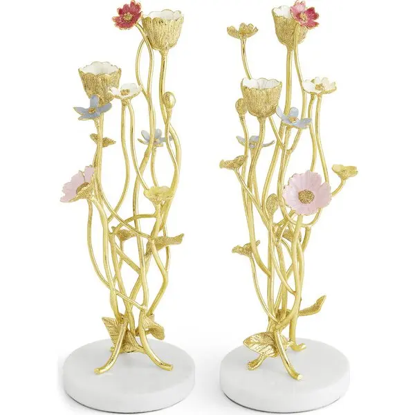 Michael Aram Wildflowers Set Of 2 Candleholders