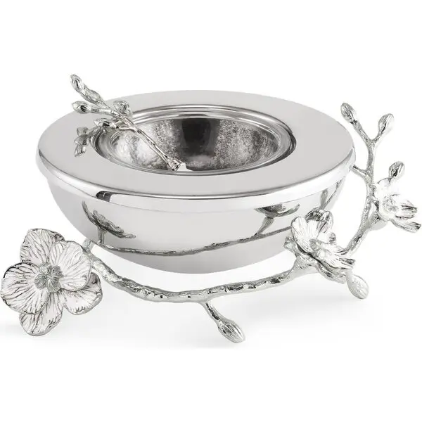 Michael Aram Silver Orchid Caviar Dish