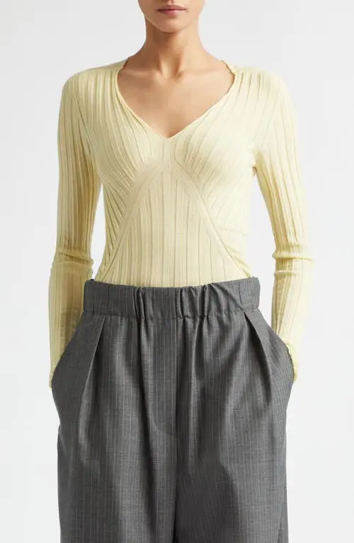 JIL SANDER Engineered Cashmere & Silk Rib Sweater - Lime Wash