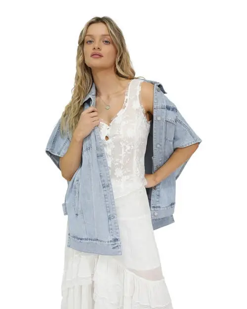 BELLE & BLOOM Future Lover Lace Button Up Blouse