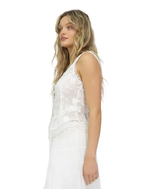 BELLE & BLOOM Future Lover Lace Button Up Blouse