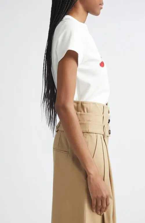 Monse Cheeky Cherry Embroidered Stretch Cotton T-shirt