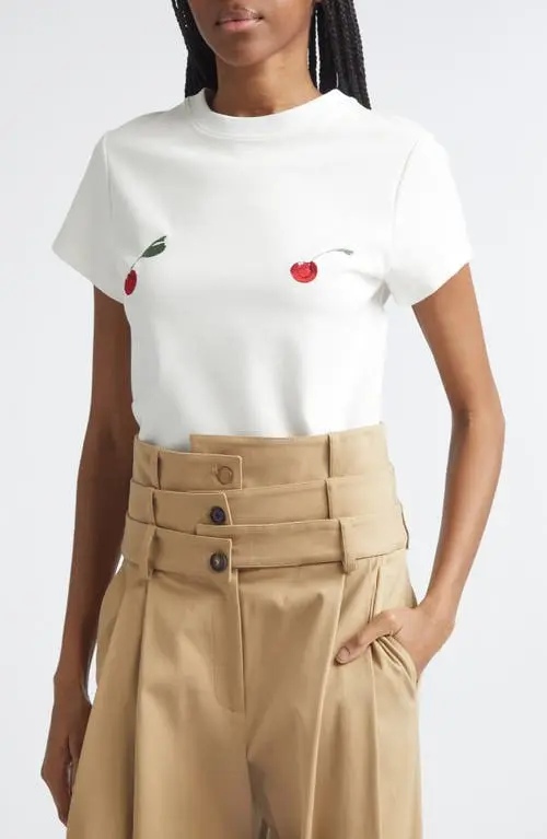 Monse Cheeky Cherry Embroidered Stretch Cotton T-shirt