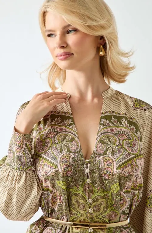MARCIANO Khlifia Long Sleeve Belted Fit & Flare Mini Dress
