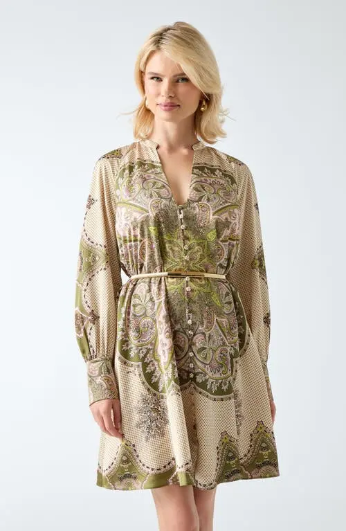 MARCIANO Khlifia Long Sleeve Belted Fit & Flare Mini Dress