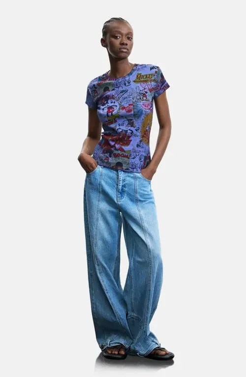 Desigual Print Rib Top