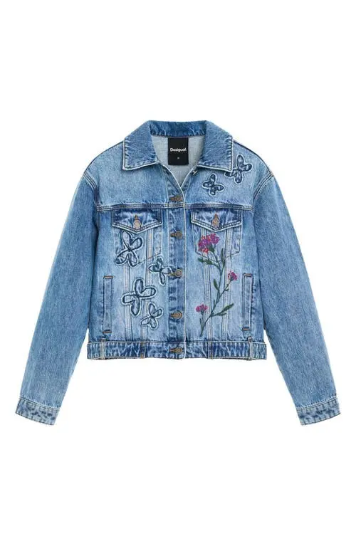 Desigual Embroidered Detail Denim Trucker Jacket