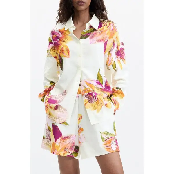 Desigual Floral Print Button-up Shirt - White