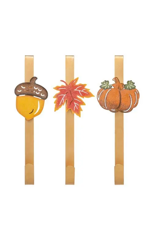 GLITZHOME Set Of 3 Fall Metal Glitter Wreath Hangers