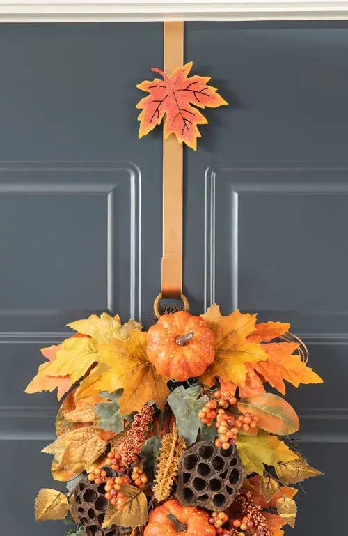 GLITZHOME Set Of 3 Fall Metal Glitter Wreath Hangers