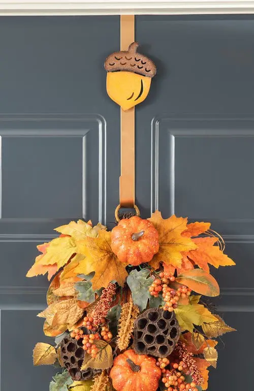 GLITZHOME Set Of 3 Fall Metal Glitter Wreath Hangers