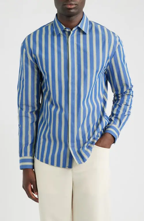 KROST Jordan Stripe Cotton Button-up Shirt - Beacon Blue