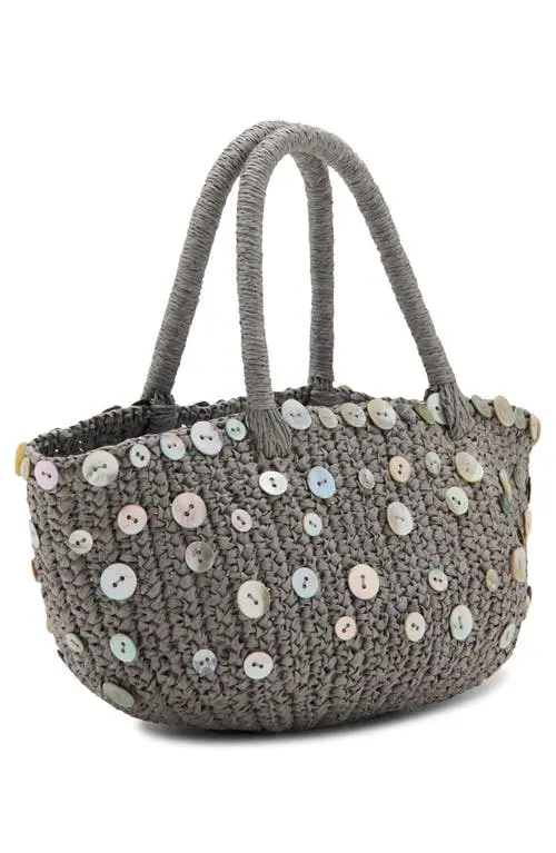Mango Braided Top Handle Bag With Mother-of-pearl Buttons