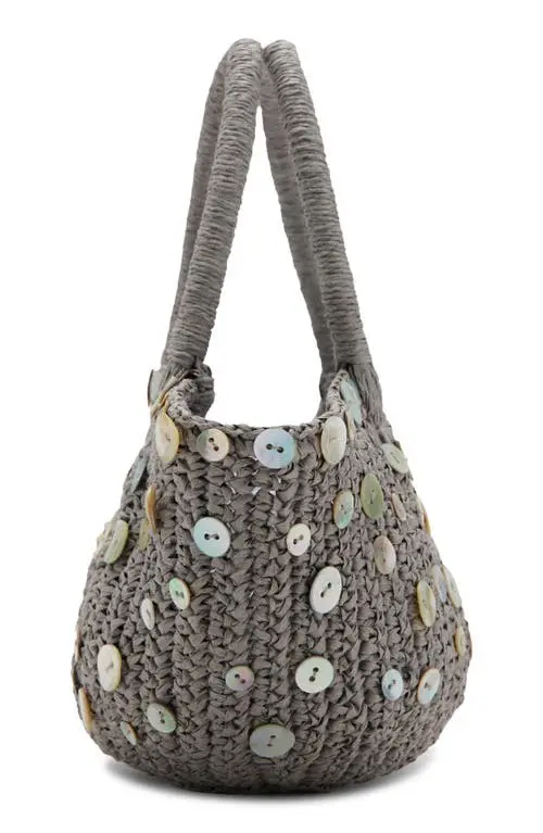Mango Braided Top Handle Bag With Mother-of-pearl Buttons