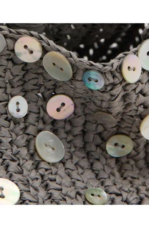 Mango Braided Top Handle Bag With Mother-of-pearl Buttons