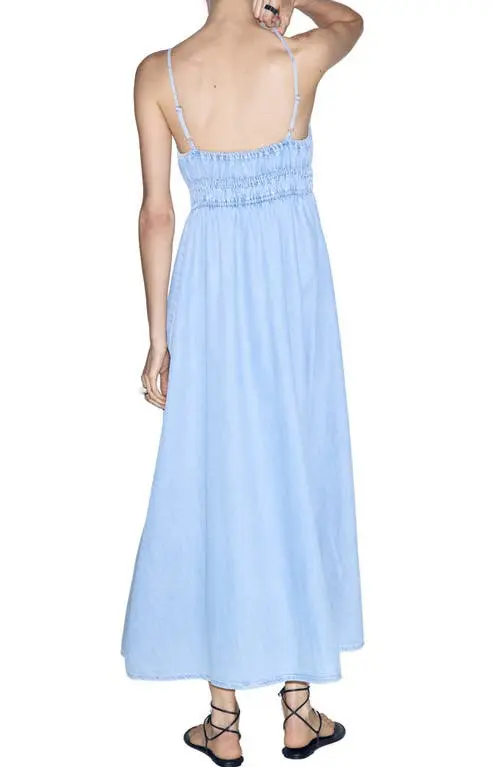 Mango Gathered Waist Denim Maxi Dress