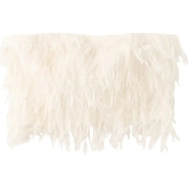 Mango Textured Fringe Strapless Crop Top - Vanilla
