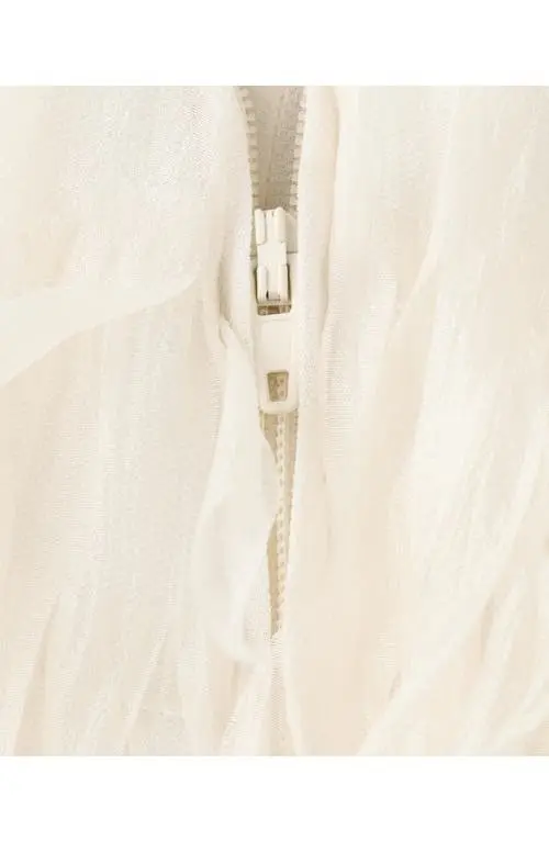 Mango Textured Fringe Strapless Crop Top