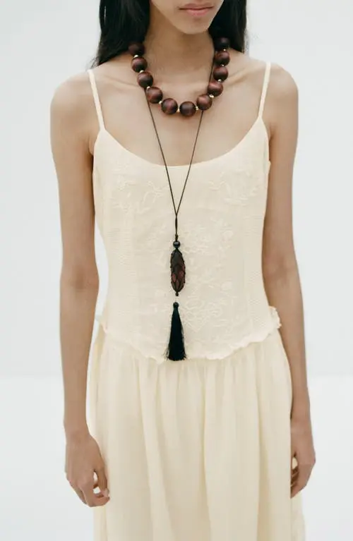 Mango Embroidered Detail Sleeveless Maxi Dress