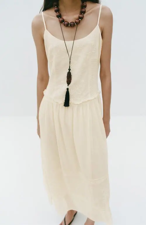 Mango Embroidered Detail Sleeveless Maxi Dress