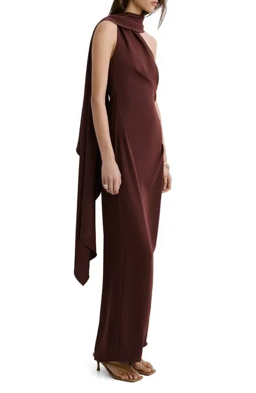 Mango Scarf Neck One-shoulder Dress - Brown