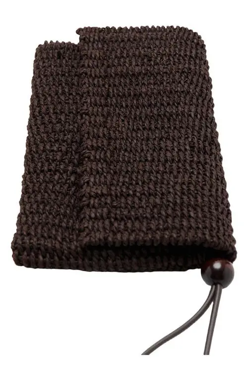 Mango Woven Raffia Pouch With Beaded Wristlet