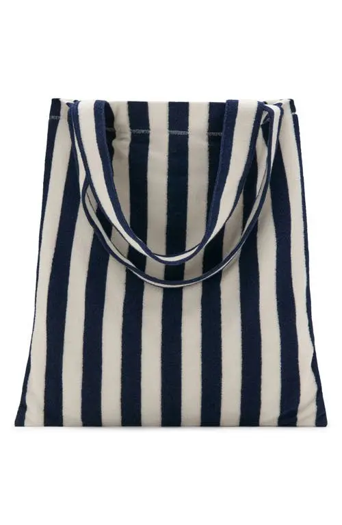 Mango Striped Cotton Terry Tote Bag - Blue