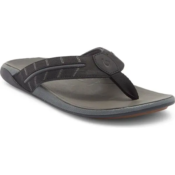 Olukai Tuahine Waterproof Flip Flop - Lava Rock/dark Shadow