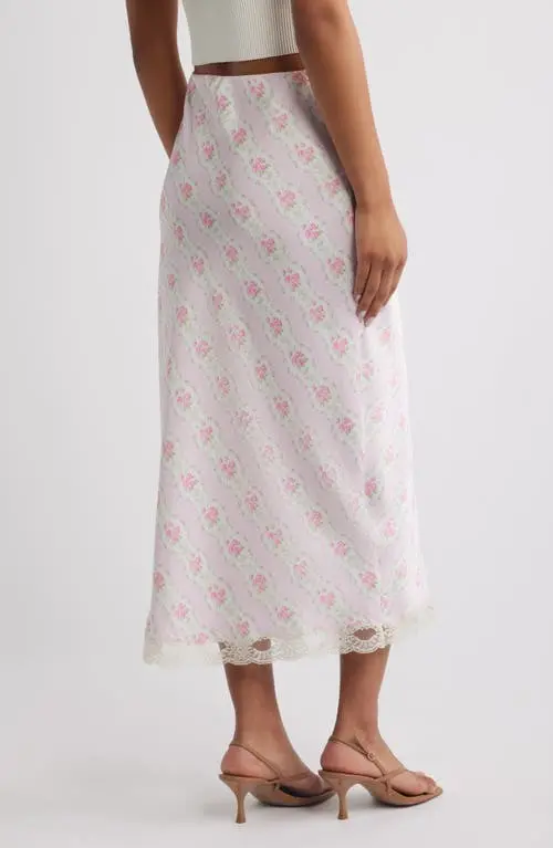 LoveShackFancy Floral Print Lace Midi Skirt