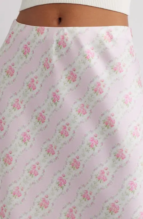 LoveShackFancy Floral Print Lace Midi Skirt