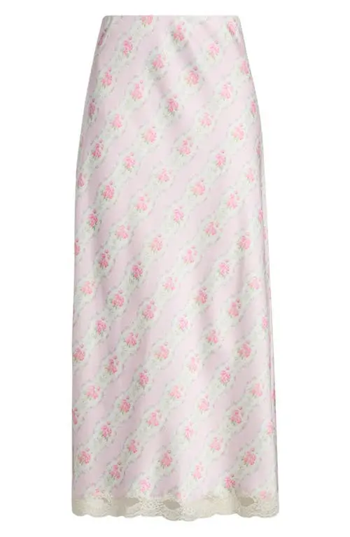 LoveShackFancy Floral Print Lace Midi Skirt