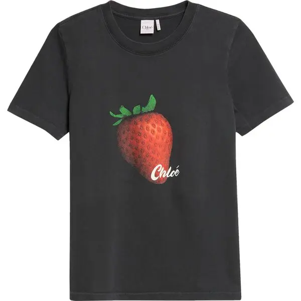 Chloé Strawberry Graphic T-shirt - Ash Black