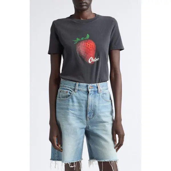 Chloé Strawberry Graphic T-shirt - Ash Black