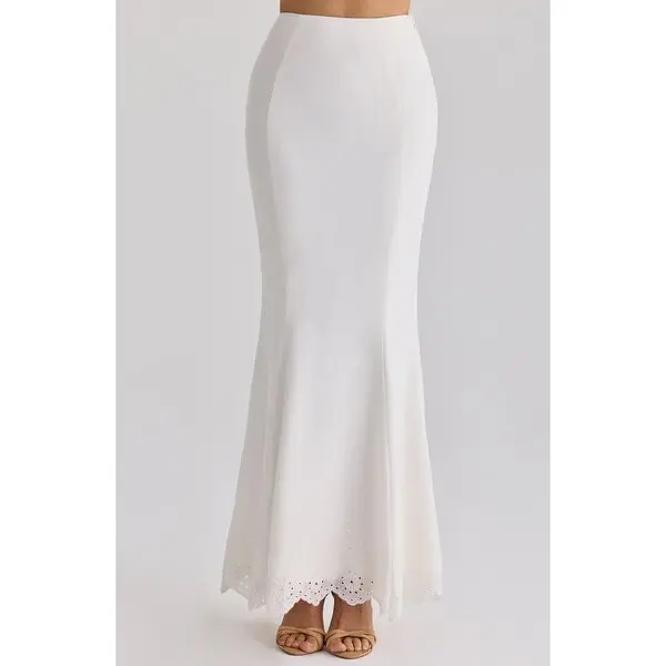 House Of Cb Isorella Eyelet Maxi Skirt - White