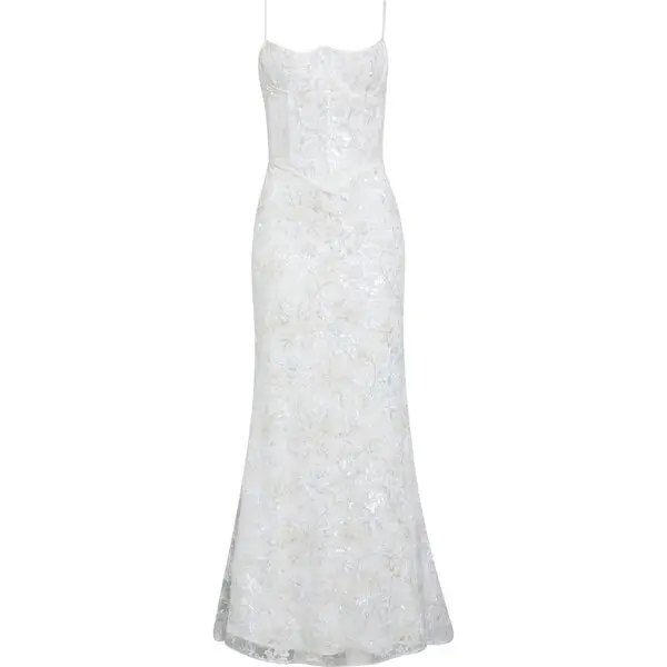 House Of Cb Naima Hand Beaded Gown - White