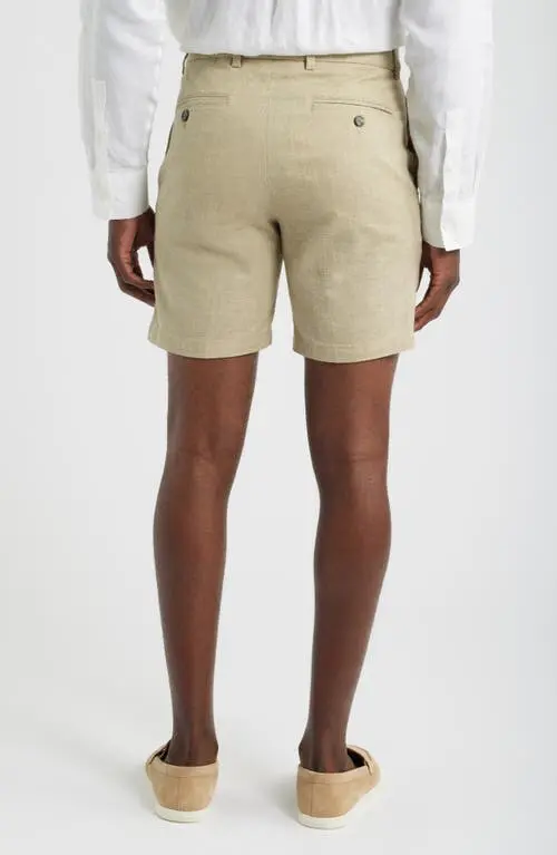 Berle Flat Front Cotton Shorts - Tan
