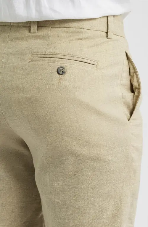 Berle Flat Front Cotton Shorts - Tan