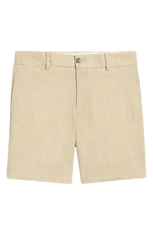 Berle Flat Front Cotton Shorts - Tan