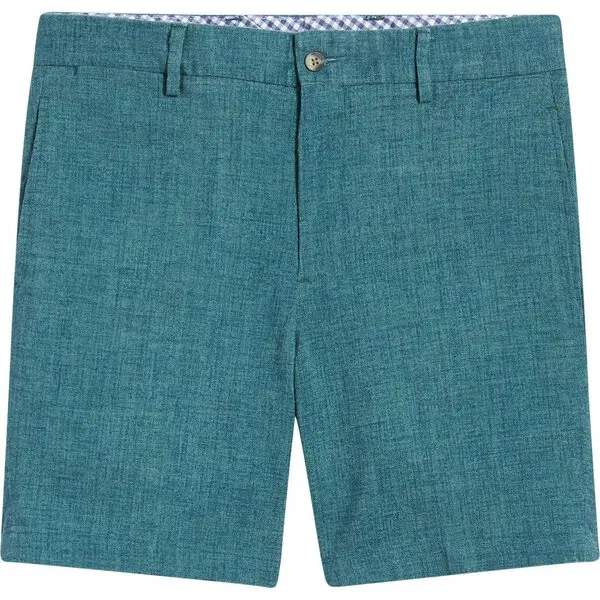 Berle Flat Front Cotton Shorts - Teal