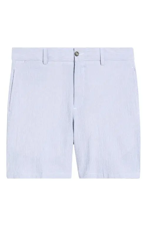 Berle Flat Front Mini Cotton Seersucker Shorts