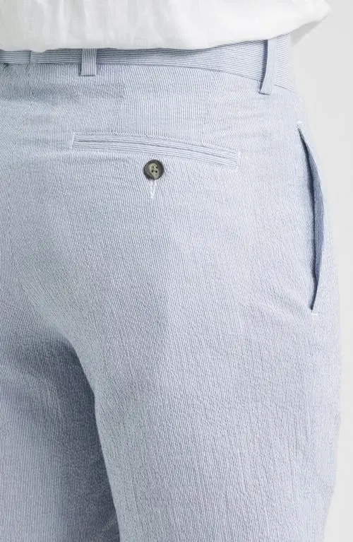 Berle Flat Front Mini Cotton Seersucker Shorts