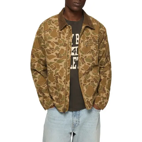 Lucky Brand Camouflage Cotton Canvas Zip Jacket
